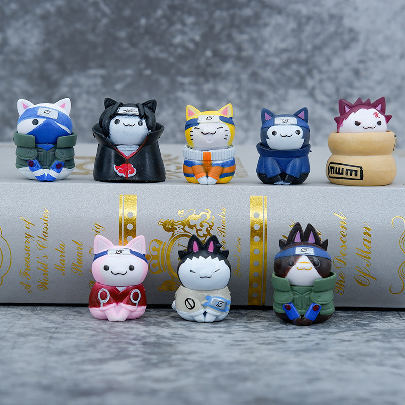 8Pcs/Set Small Size Anime Cat Naruto Action Figure Toy Cute Uzumaki ...