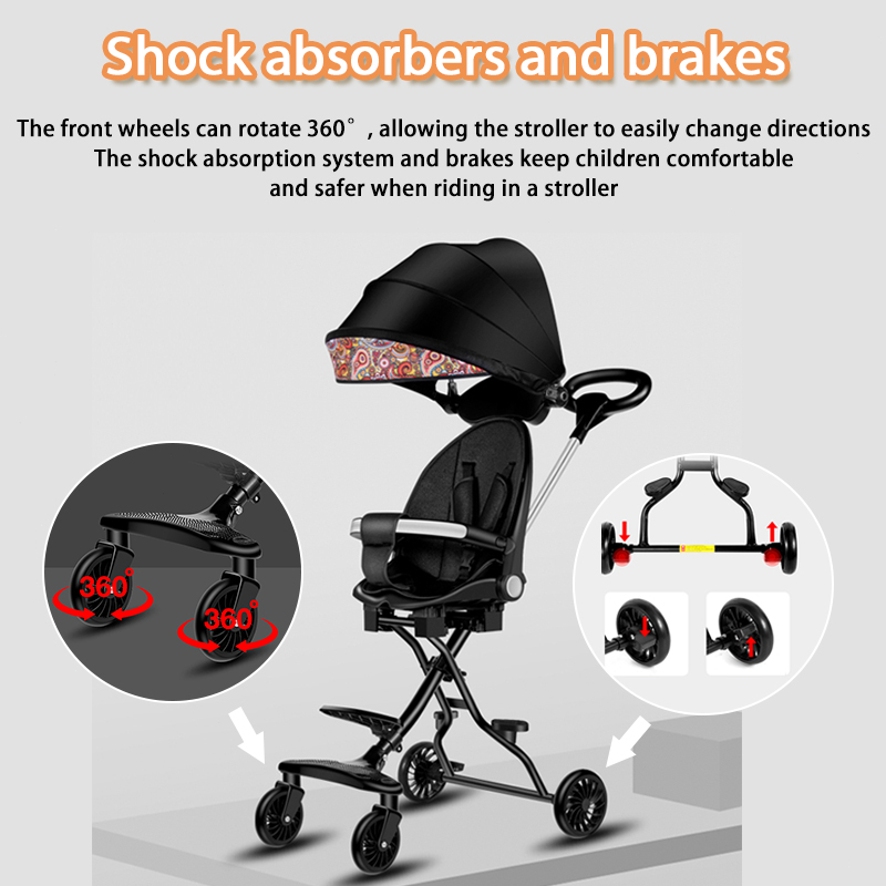 Two-Way Stroller Foldable Light Weight Stroller Comfortable Seating ...