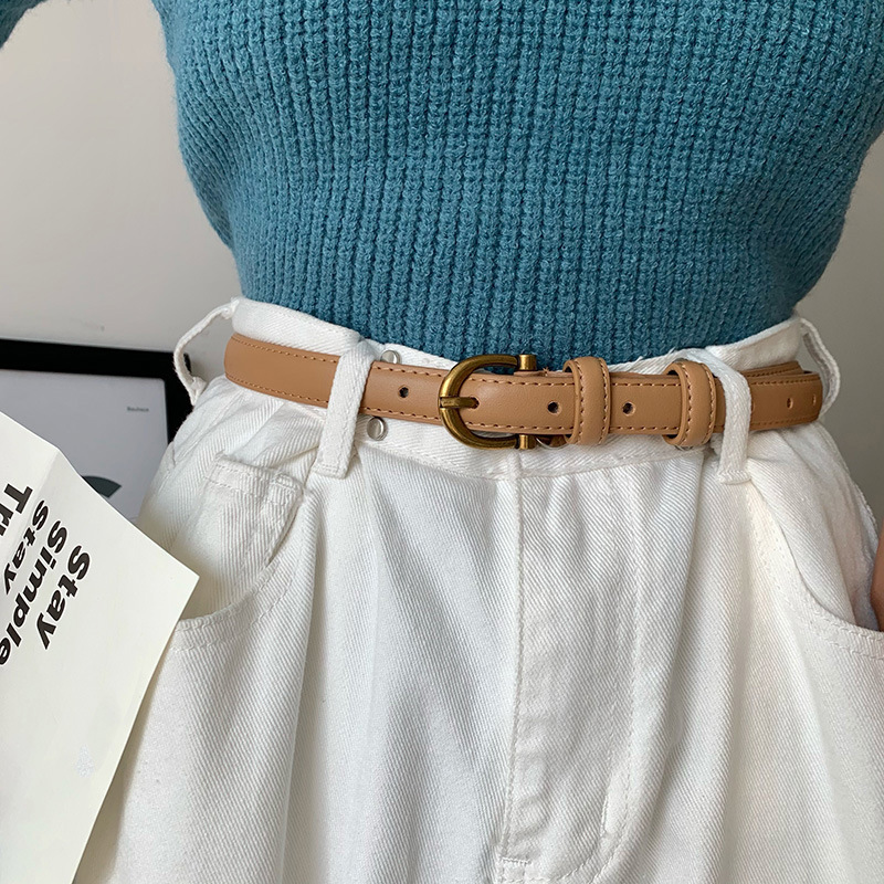 Retro Belt For Women Ins Style Versatile Jeans Belt Gold Buckle Thin ...