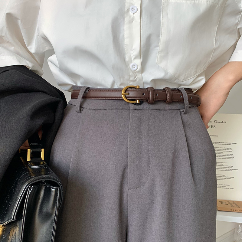 Retro Belt For Women Ins Style Versatile Jeans Belt Gold Buckle Thin ...