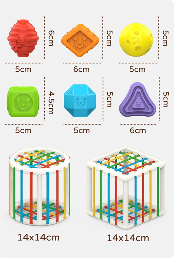 Baby Montessori Shape Sorting Toys Grasp Squeeze Rubber Teethers Toy ...