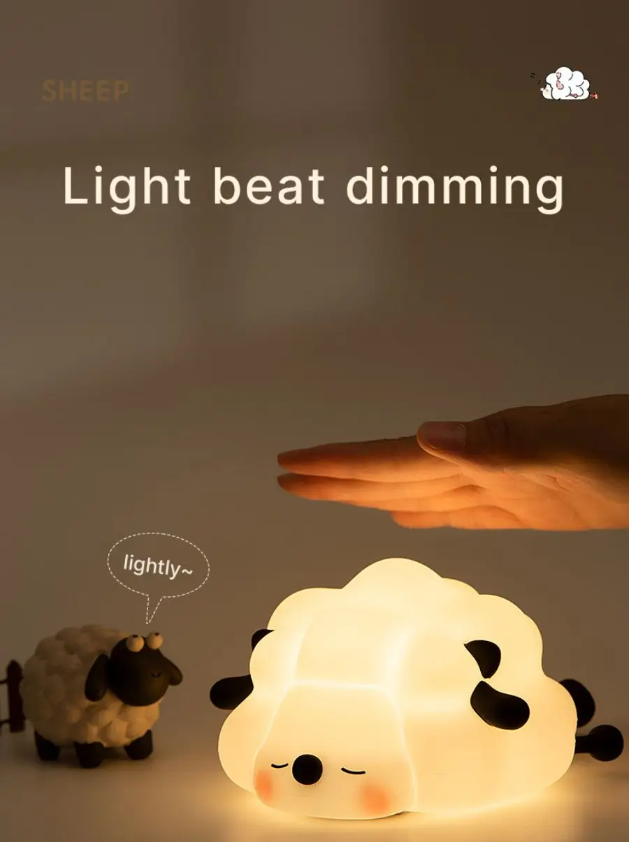LED Night Lights Cute Sheep Panda Rabbit Silicone Desk Lamp Touch ...