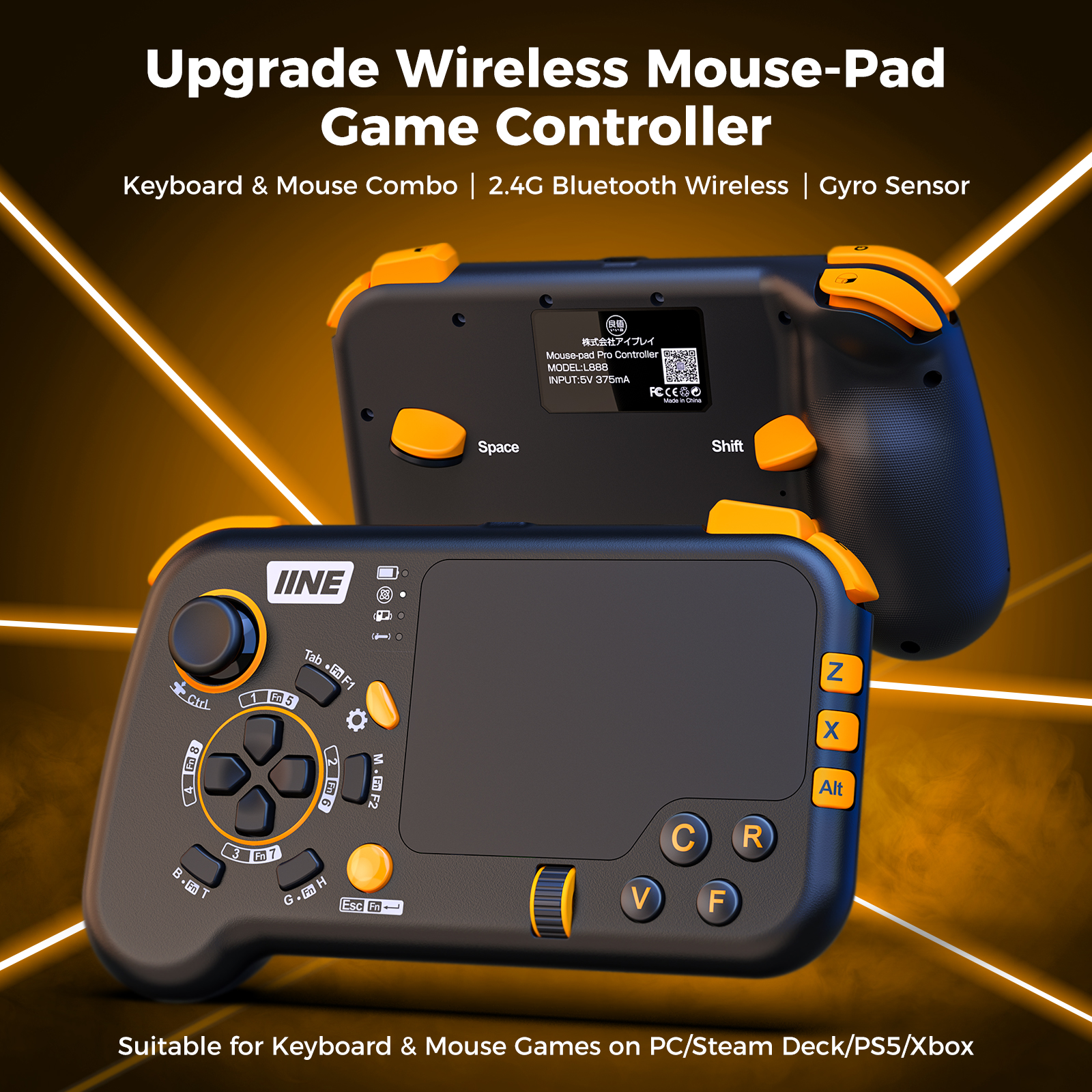 IINE Upgrade Wireless Mouse-Pad Game Controller As Keyboard and Mouse ...