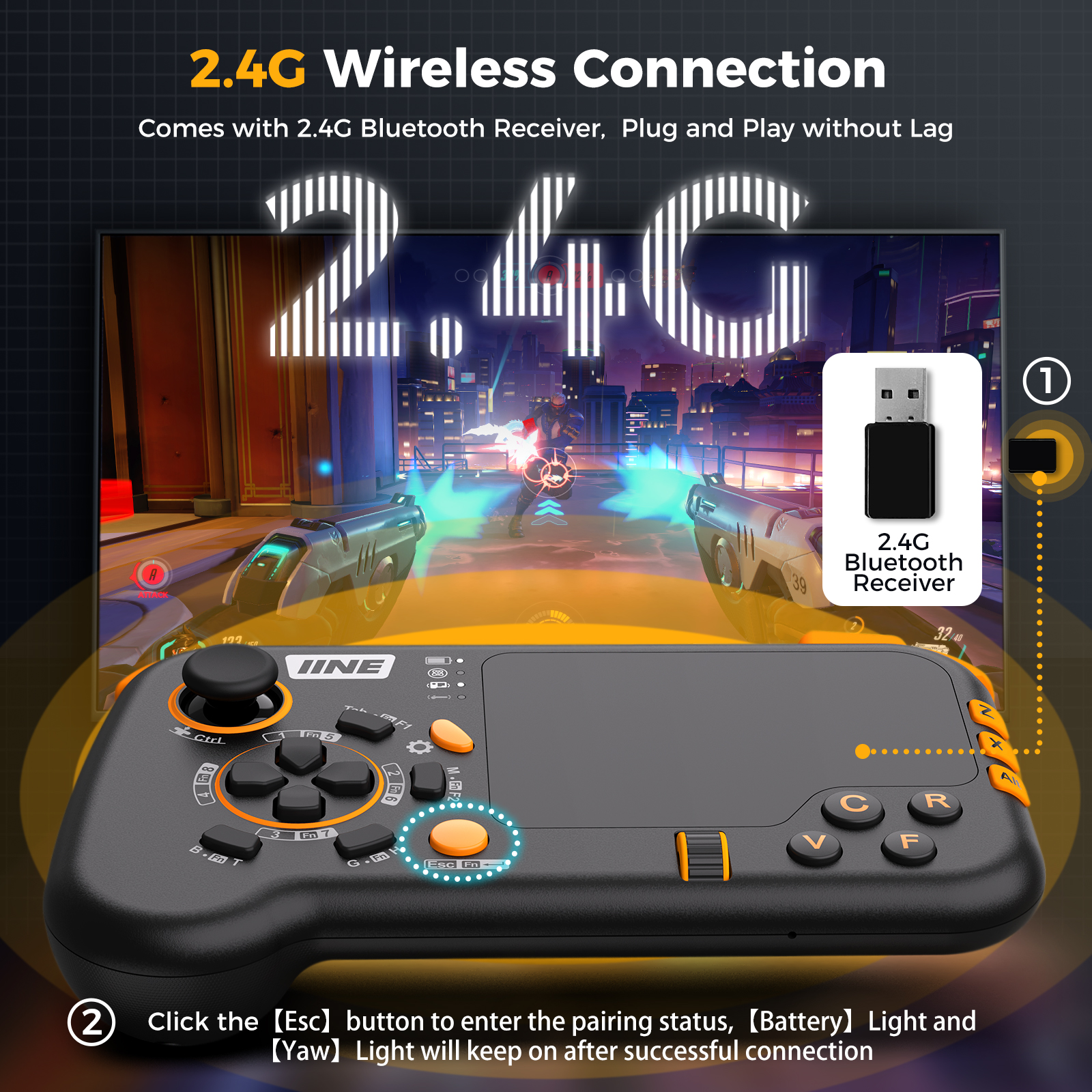 IINE Upgrade Wireless Mouse-Pad Game Controller As Keyboard and Mouse ...