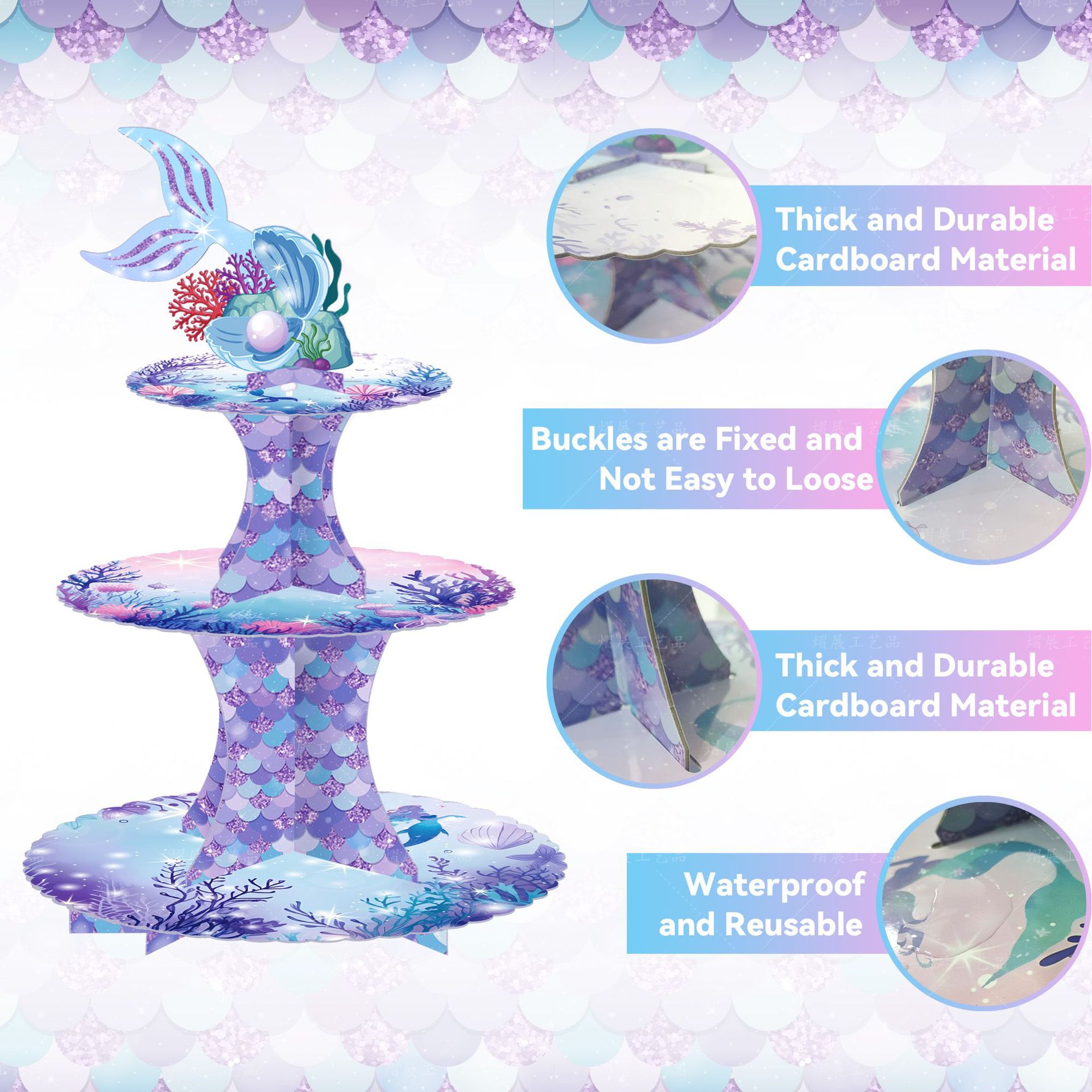 Mermaid Cake Stand Rack Under The Sea Mermaid 1st Birthday Party ...