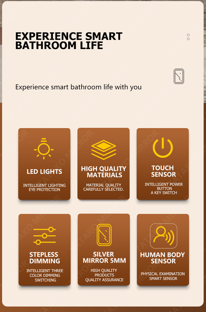 Smart LED full body mirror with tricolor light human body sensing ...