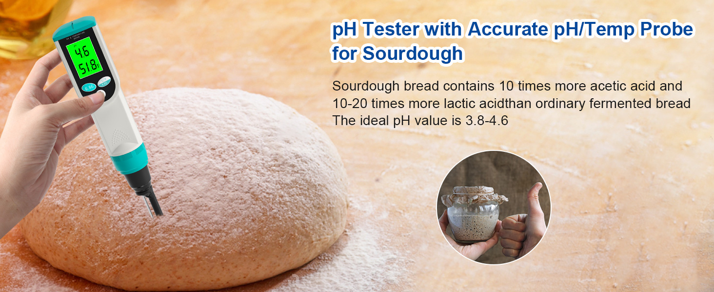 Digital pH Tester for Food, Waterproof Food pH Meter with High Accuracy ...