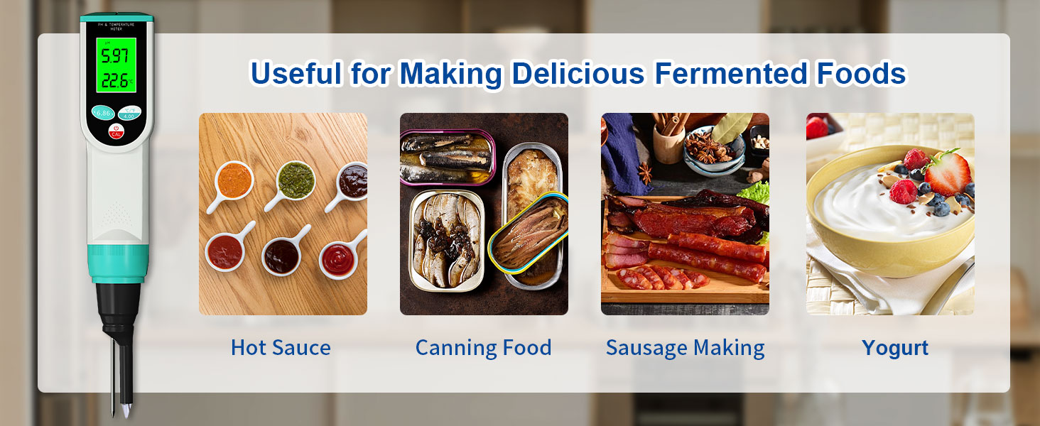 Digital pH Tester for Food, Waterproof Food pH Meter with High Accuracy ...