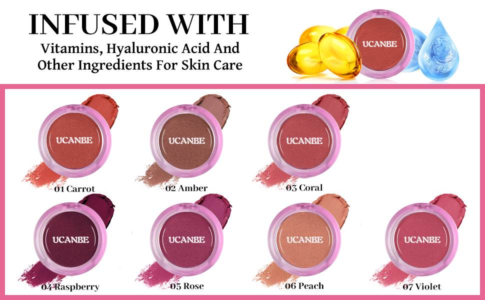UCANBE Face Blushes Matte Cream-To-Powder Blush Makeup Palette, Highly ...