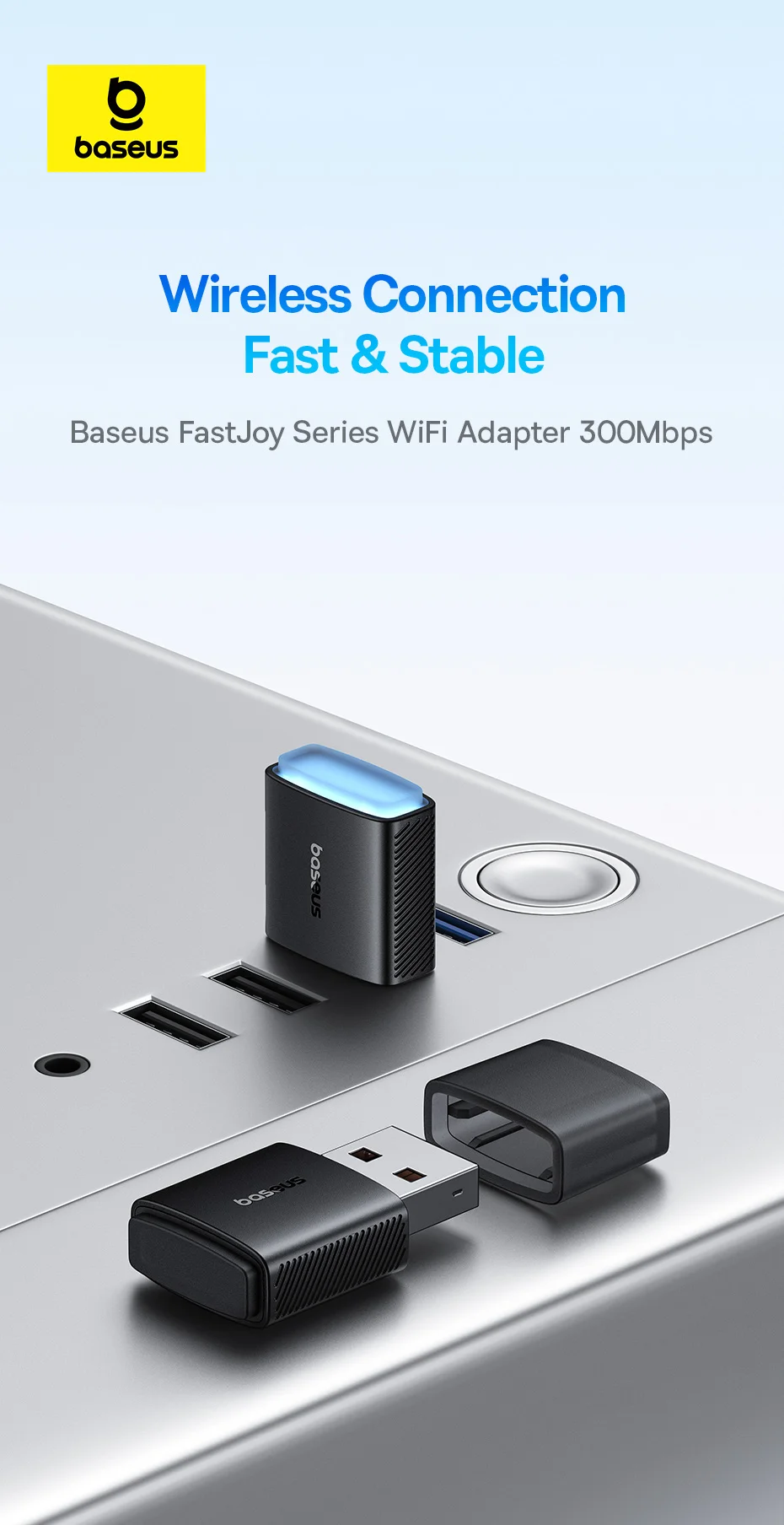 Baseus WiFi Adapter 2.4G&5G USB Wireless LAN Network Card WiFi Receiver ...