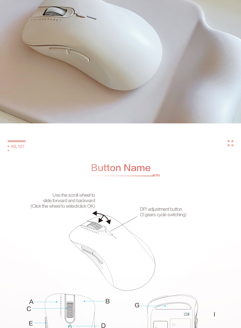 Thunderobot ML101 Wireless Mouse Noise Reduction 2.4G with USB Nano ...