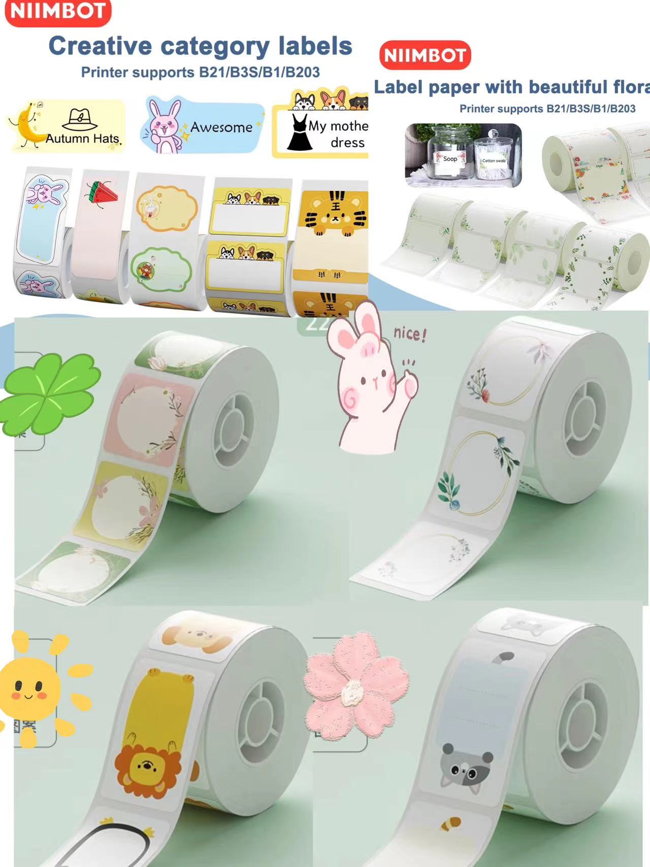 NIIMBOT B21/B3S/B1/B203 exclusive new design sticker label | Shopee ...