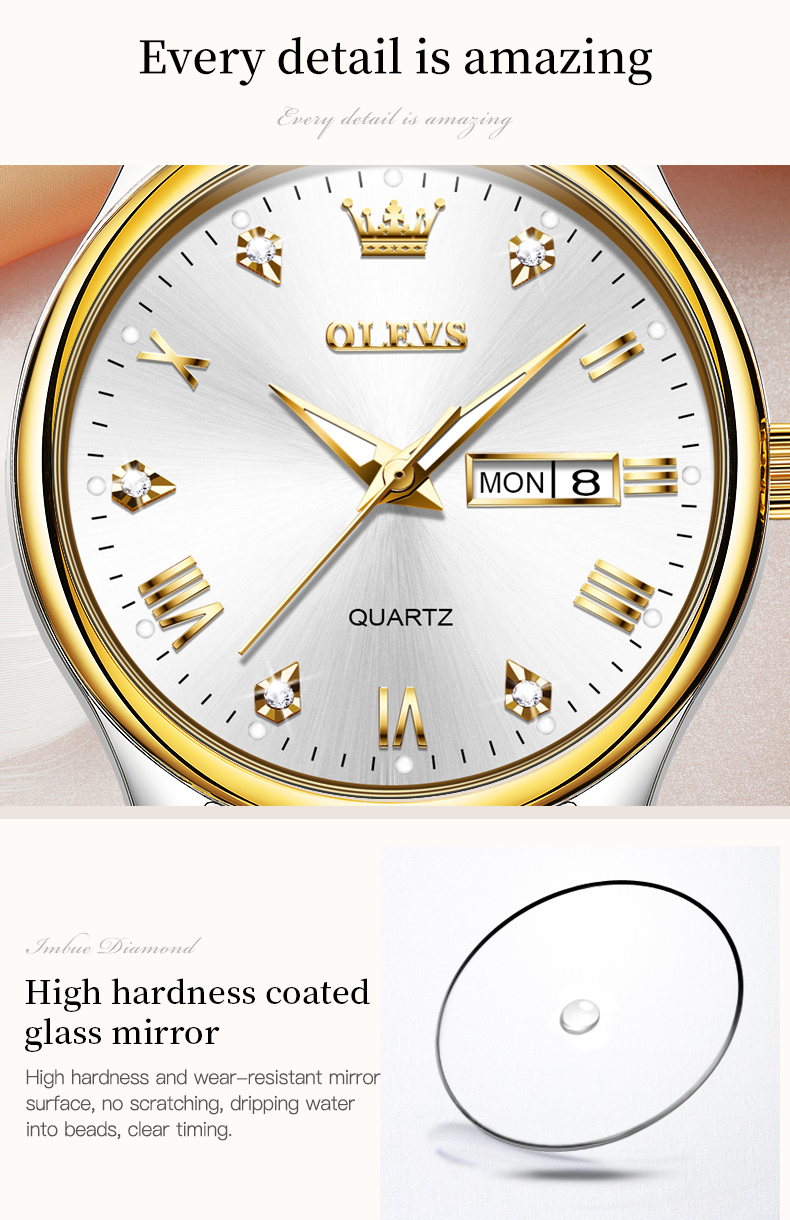 OLEVS Jam Tangan Couple Watch Original 100% Quartz Waterproof stainless ...