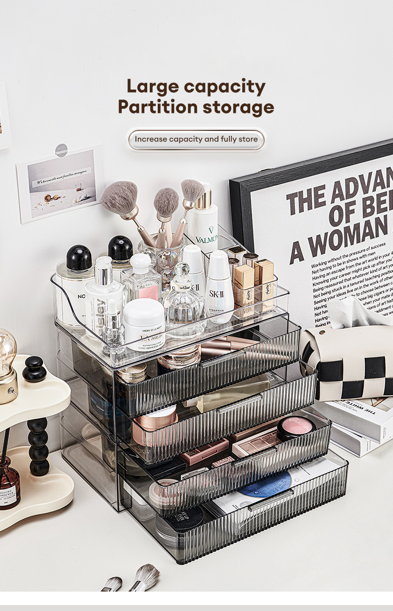 Transparent Makeup Storage Box Dustproof Cosmetics Storage Box 3 Layer ...