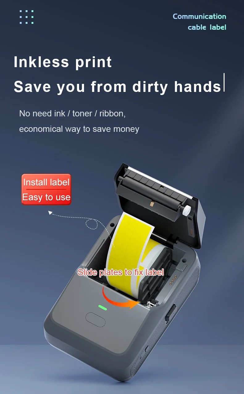 NEW P2 Sticker Printer Thermal Labeling Machine Portable Label Maker ...