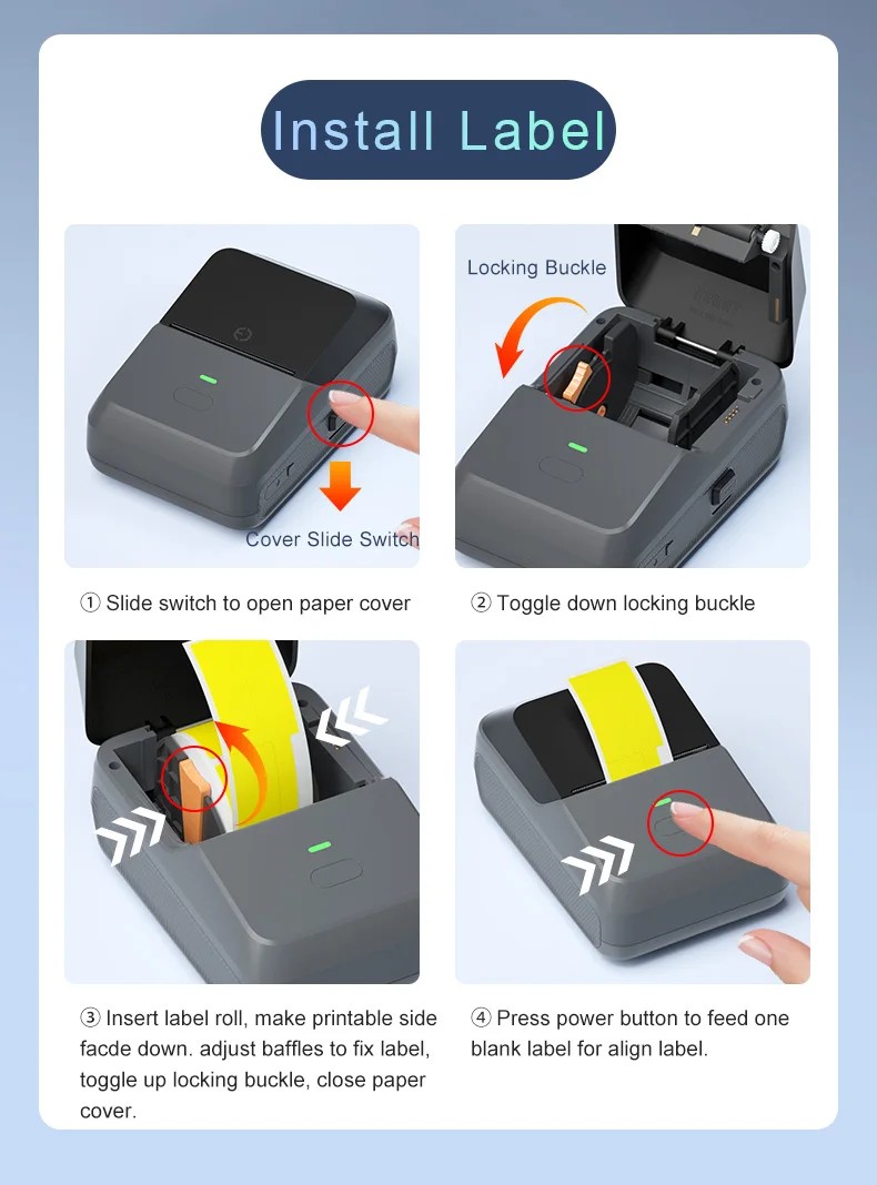 NEW P2 Sticker Printer Thermal Labeling Machine Portable Label Maker ...