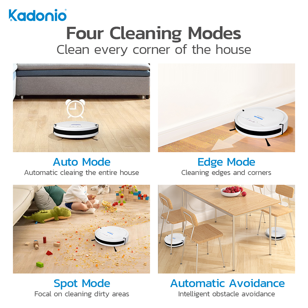Kadonio Smart Robot Vacuum Cleaner and mop 3000PA Powerful，Remote and ...