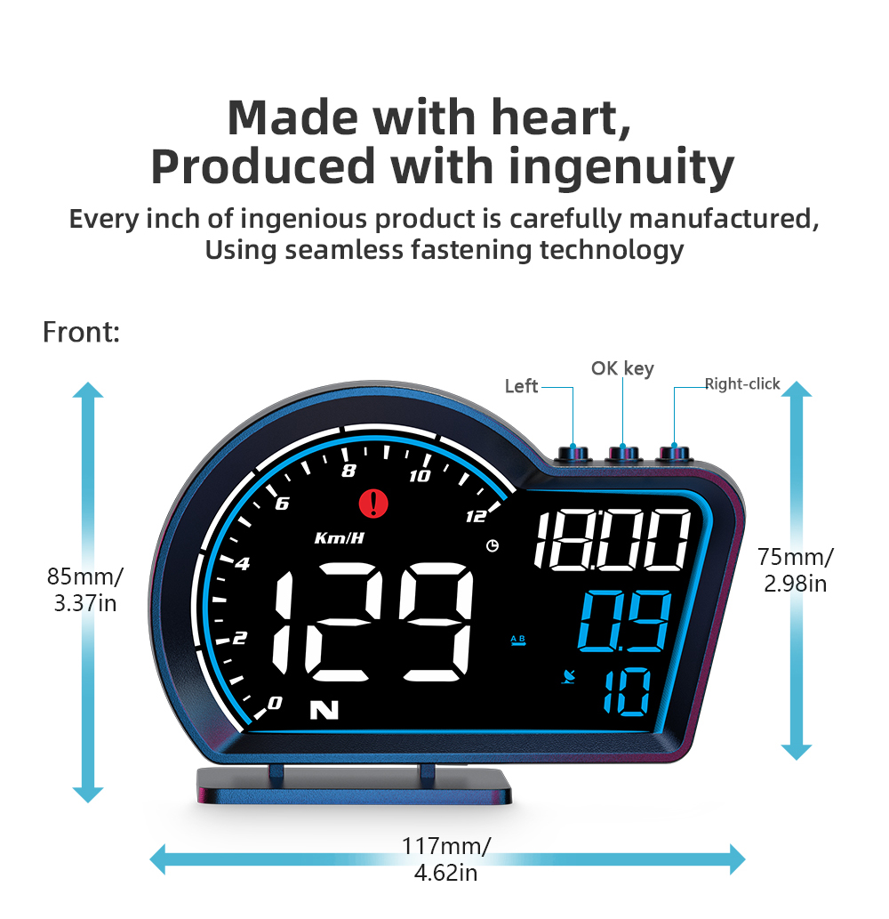 New G16 HUD GPS Speedometer Smart Car Display Inclinometer Car Head-Up ...