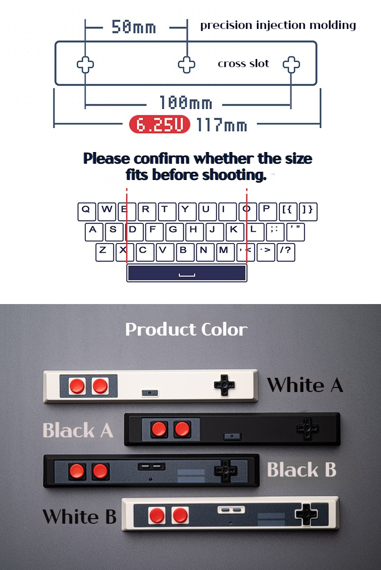 K-11 Space Bar 6.25U Keycap PBT Game Console Button Style Cherry ...
