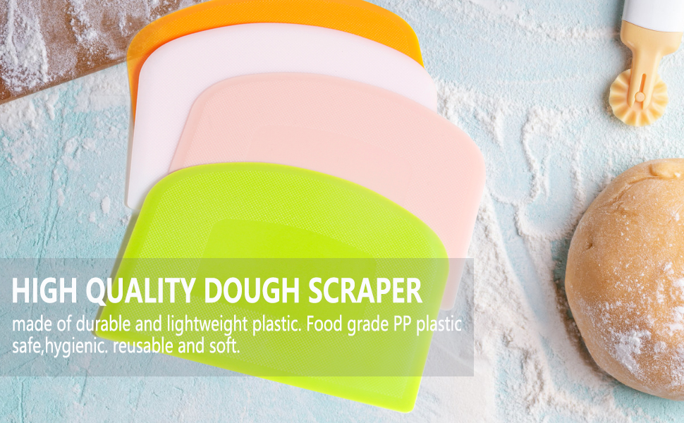 Dough Scraper Bench Scraper for Baking - BPA Free PE Plastic Flexible ...
