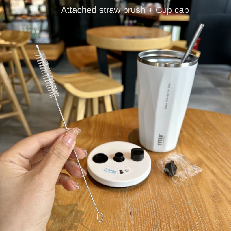 【Local Delivery】Original Tyeso Coffee Mug Vacuum Insulated Bottle Tumbler with Straw Stainless ...