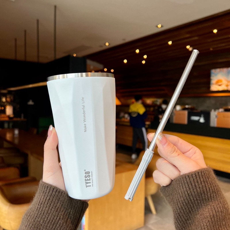 【Local Delivery】Original Tyeso Coffee Mug Vacuum Insulated Bottle Tumbler with Straw Stainless ...