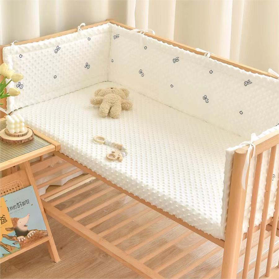 Embroidery Bean Velvet Crib Bumper Baby Cot Cushion Baby Bed Around ...