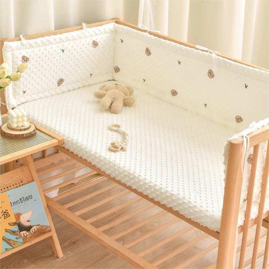 Embroidery Bean Velvet Crib Bumper Baby Cot Cushion Baby Bed Around ...