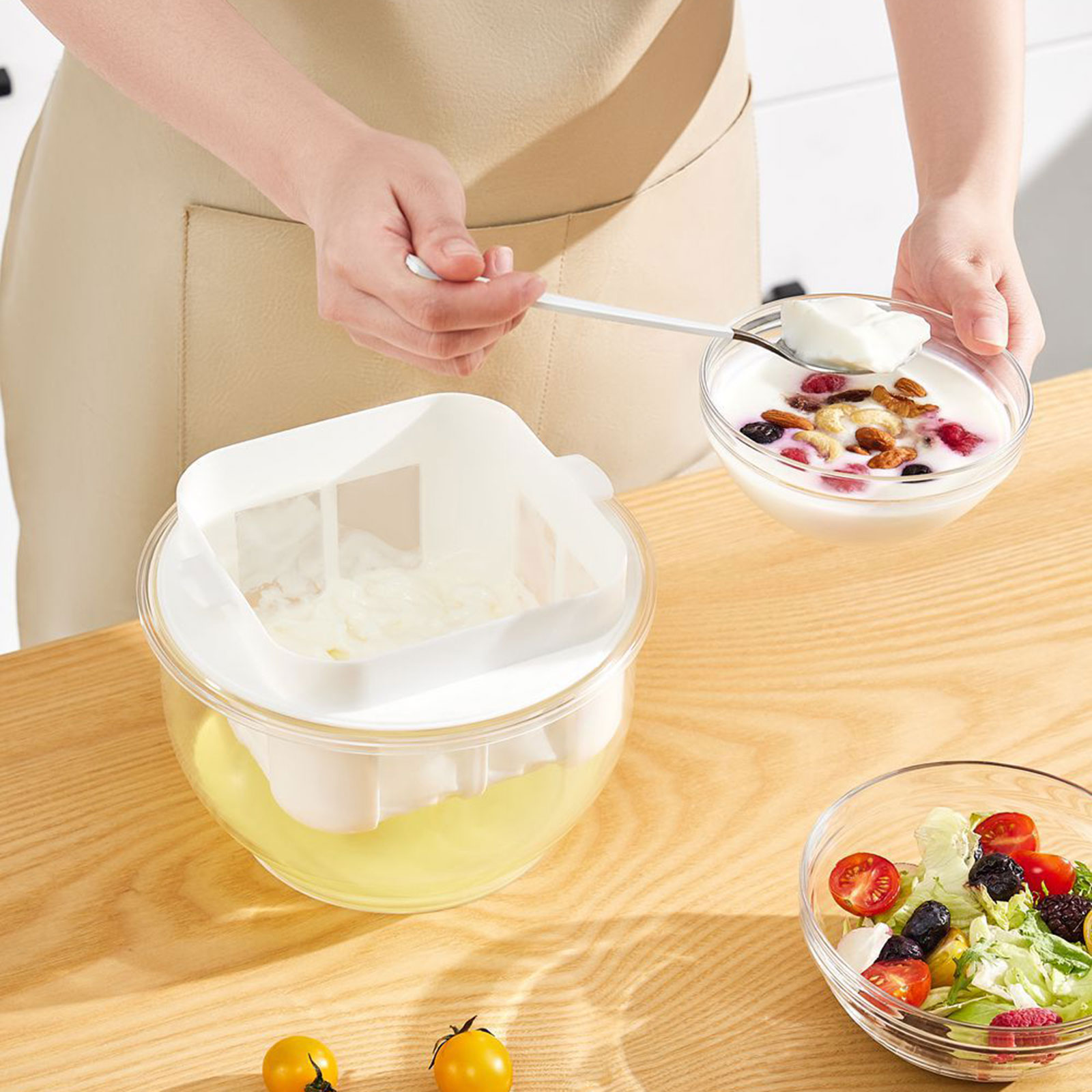 Food Strainer Kitchen Gadgets 3L Yogurt Strainer Maker for Milk ...