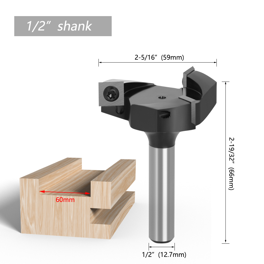 LAVIE 12mm 1/2" Shank Replaceable blade Planing Bit Face End Milling ...