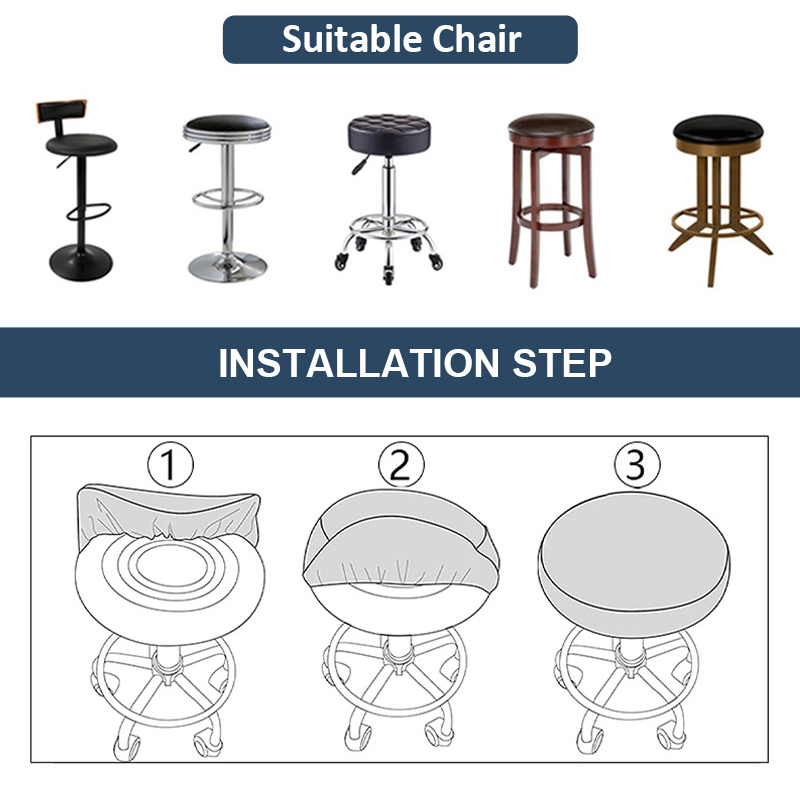1pc Stretch Spandex Stool Covers, Bar Stool Cushion Slipcovers Round ...