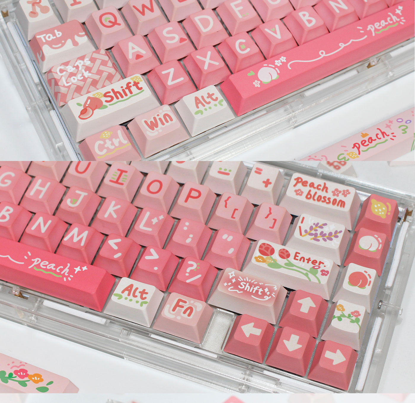 PBT material Honey Peach MOA XDA height Gradient Round keycap Christmas ...