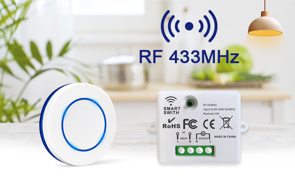 Wireless Remote Control Switch 433MHz Rf Push Button Switch 10A 220V ...