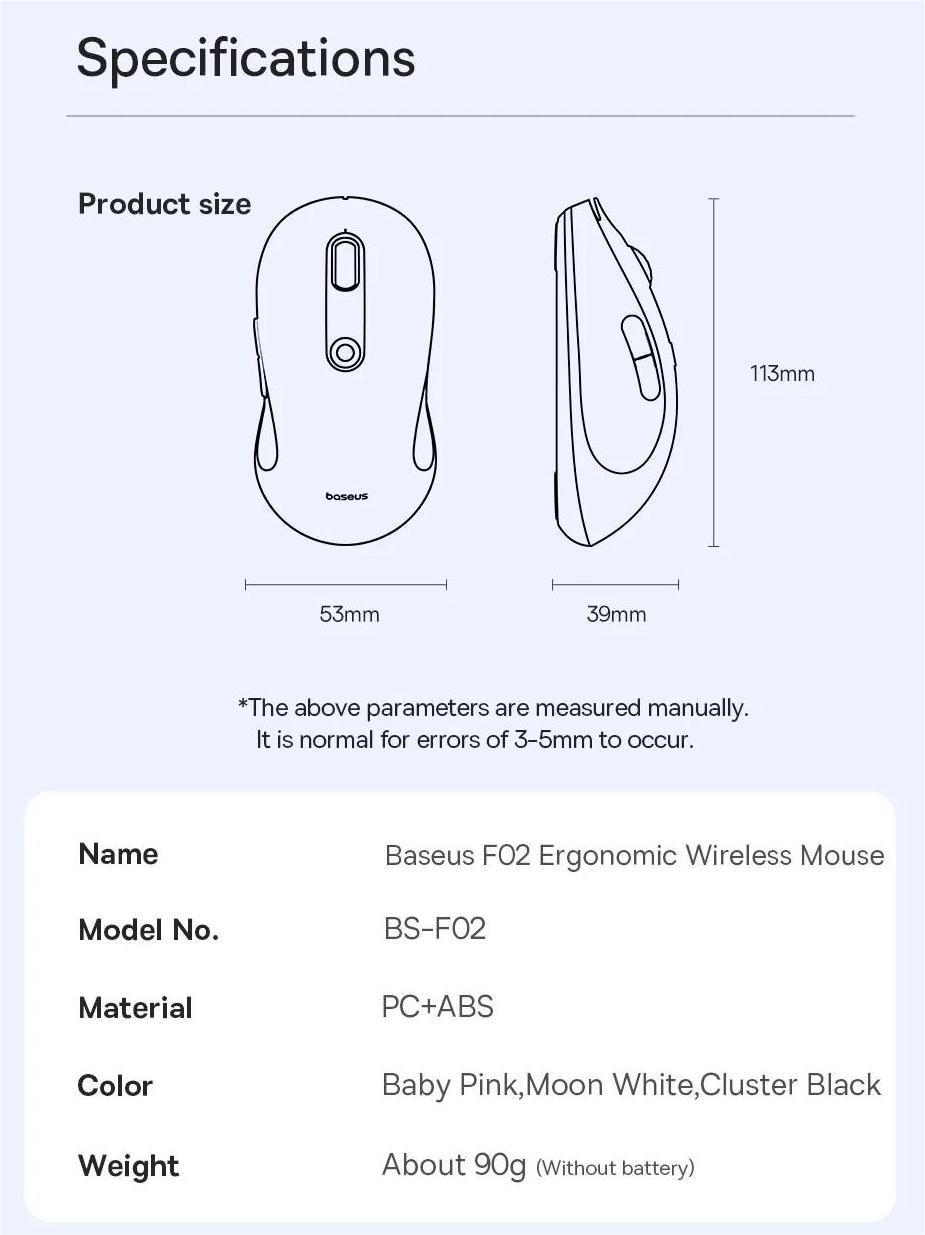 Baseus Wireless Mouse Gen 2 F02 Bluetooth 2.4G 4000 DPI Gaming Mouse ...