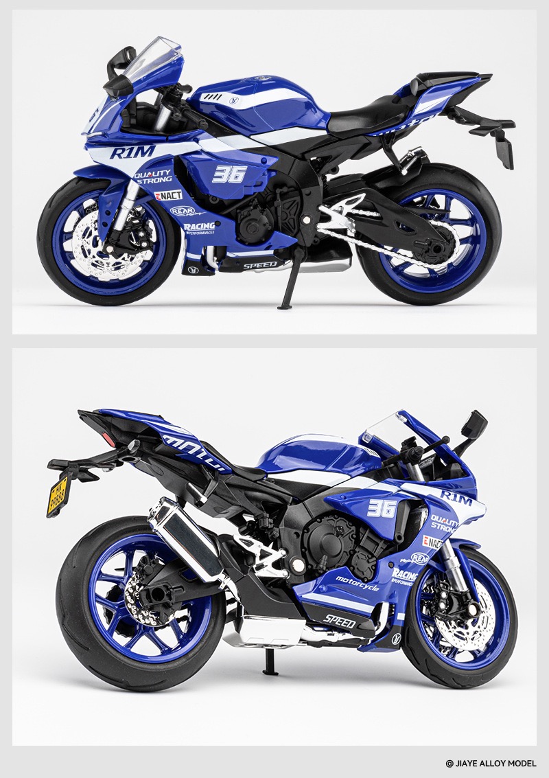 【RUM】1:12 Scale Yamaha R1M Alloy Motorcycle Model Light & Sound Effect ...