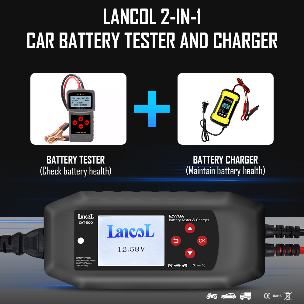 Lancol CAT-500 12V Battery Tester 8A Battery Charger Maintainer Fully ...