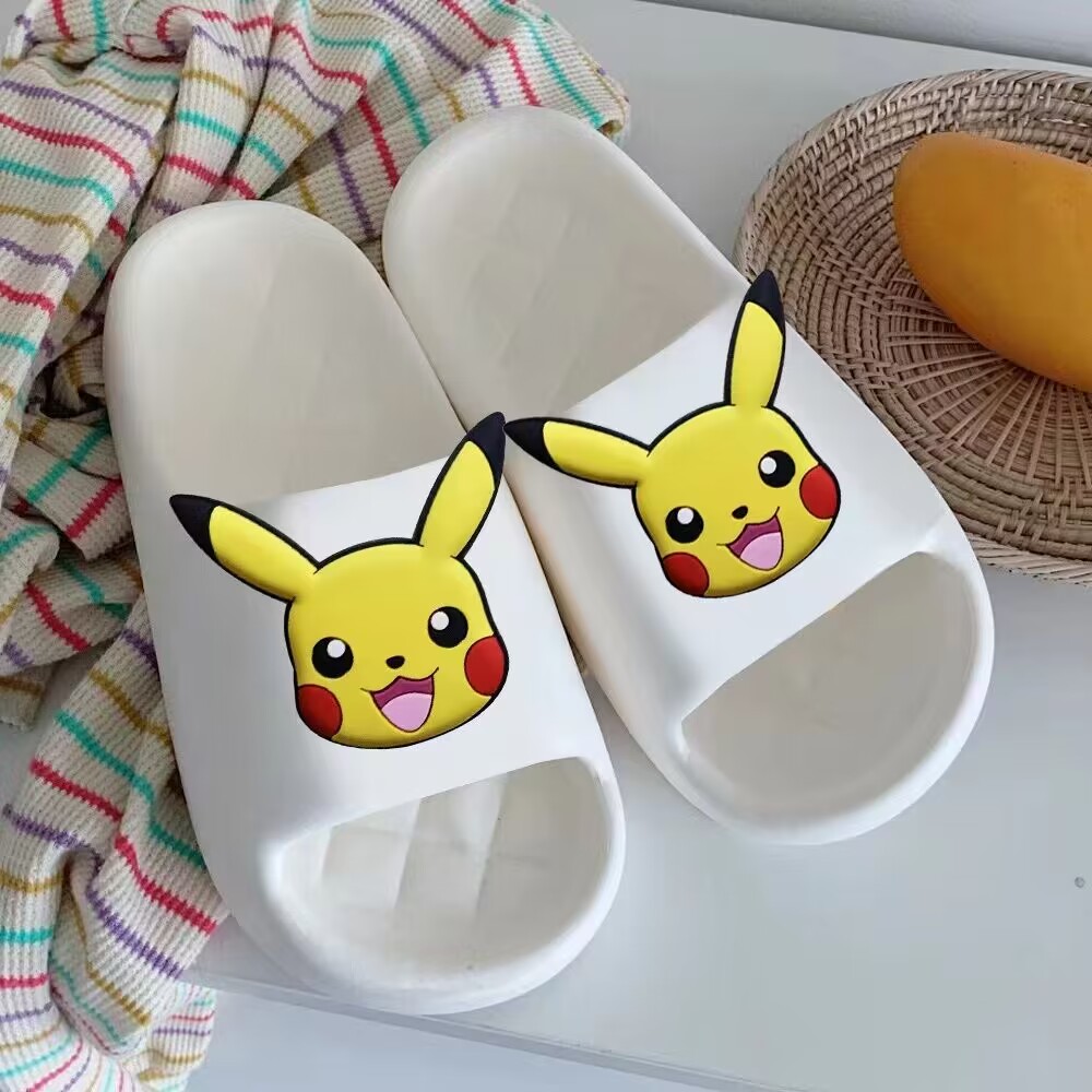 Pikachu Cartoon Slippers Couple Thickness EVA Kawaii Super Cute Home ...