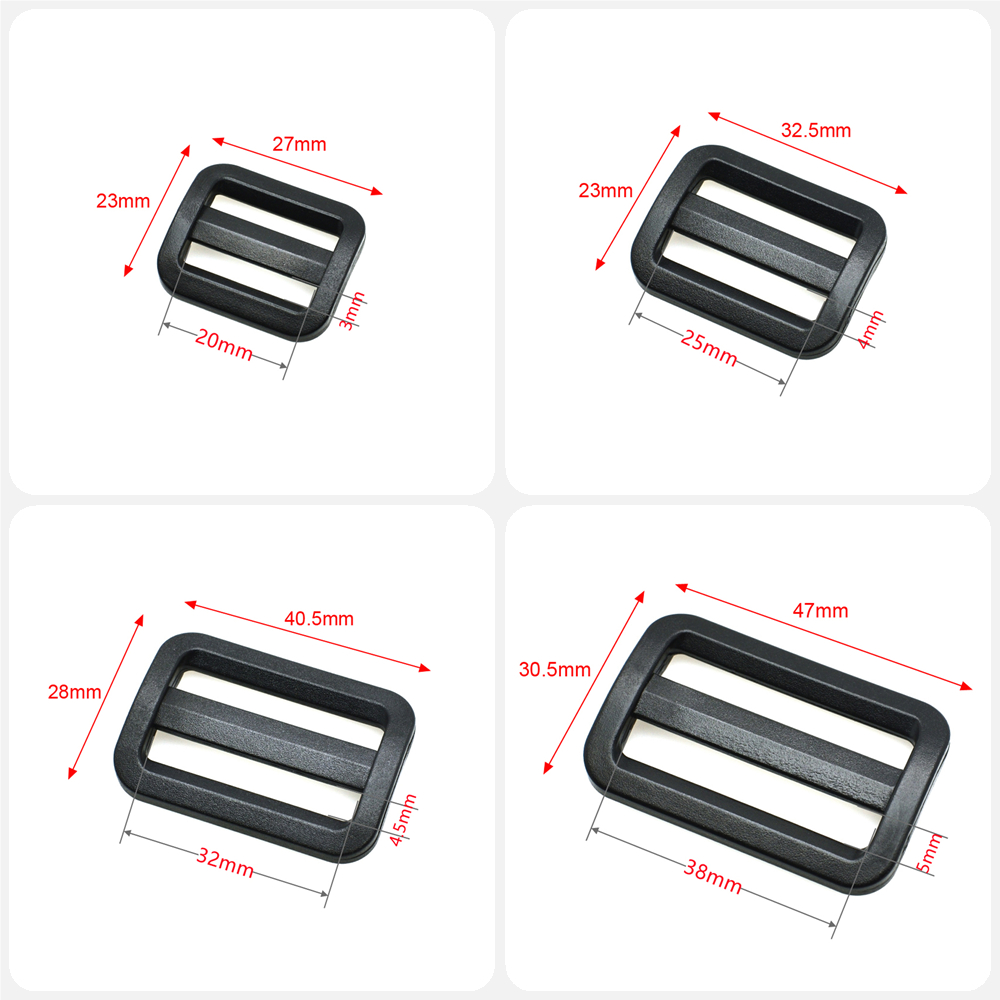 5 Pcs/Pack Black Ladder Lock/Tri-Glide Slider Plastic Buckles For ...