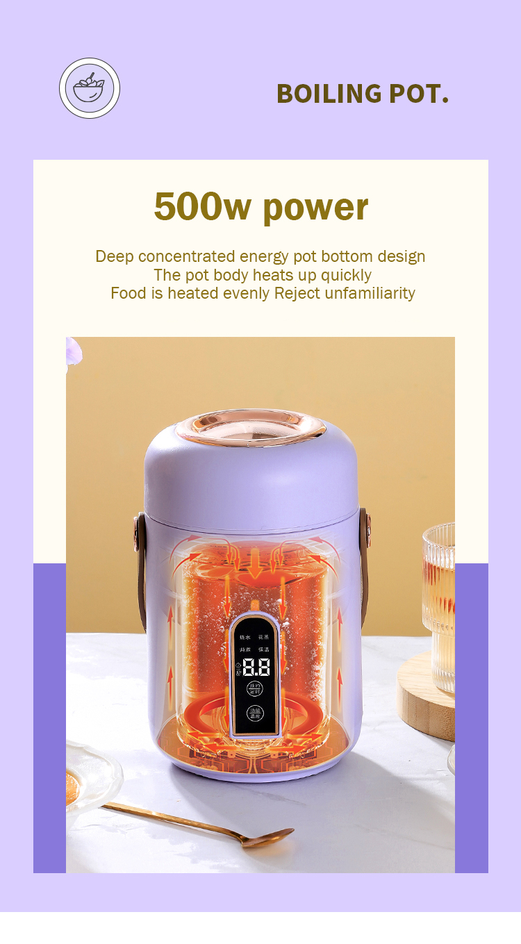 【24H shipment】Portable Health Electric Stew Pot 500ML Electric Stew Cup ...