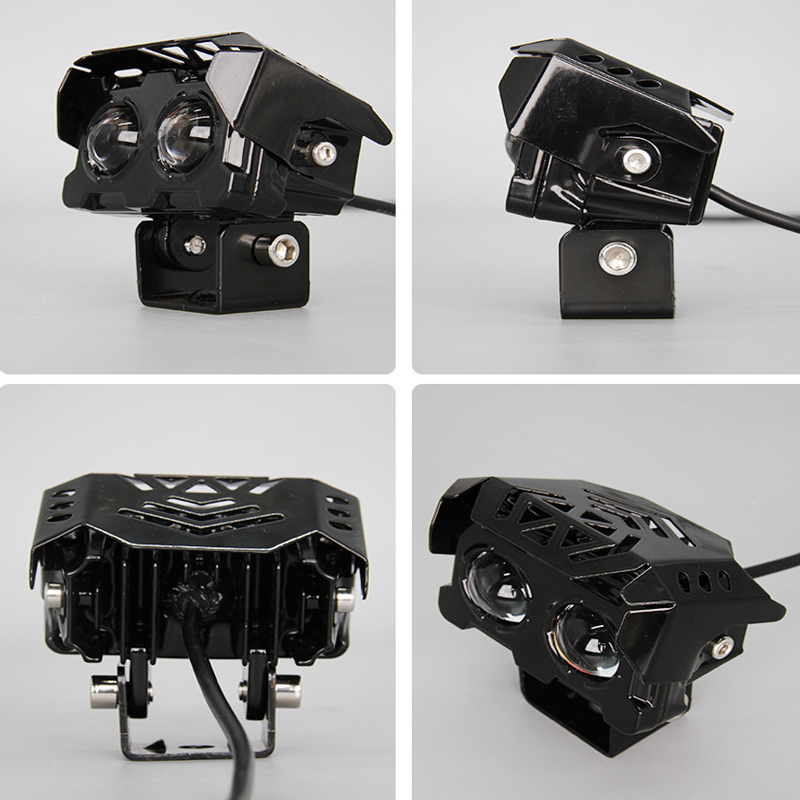 Motorcycle LED Spotlight Dual Lens Scooter Light Super Bright Spotlight ...