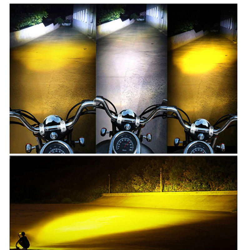 Motorcycle LED Spotlight Dual Lens Scooter Light Super Bright Spotlight ...