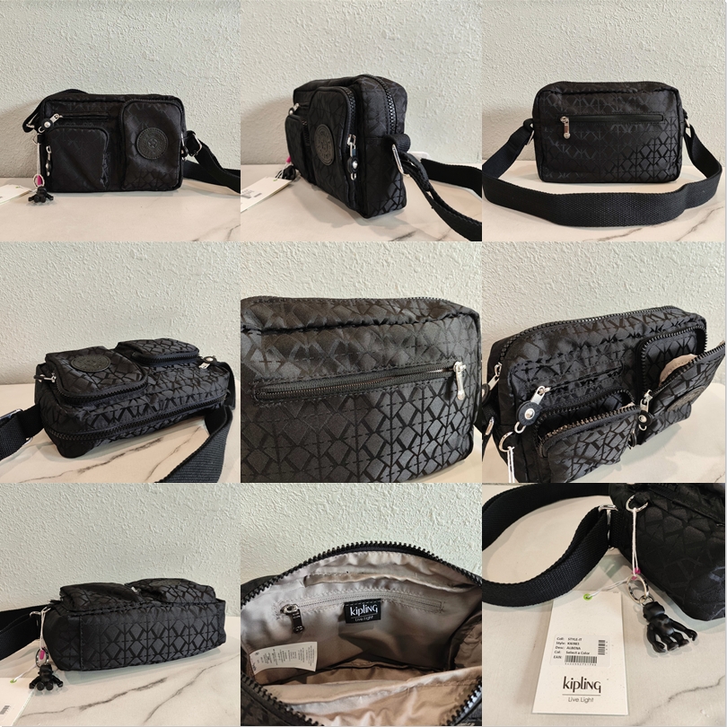 Kipling New Style Black Dark Pattern Series Messenger Bag/Fashion Nylon ...