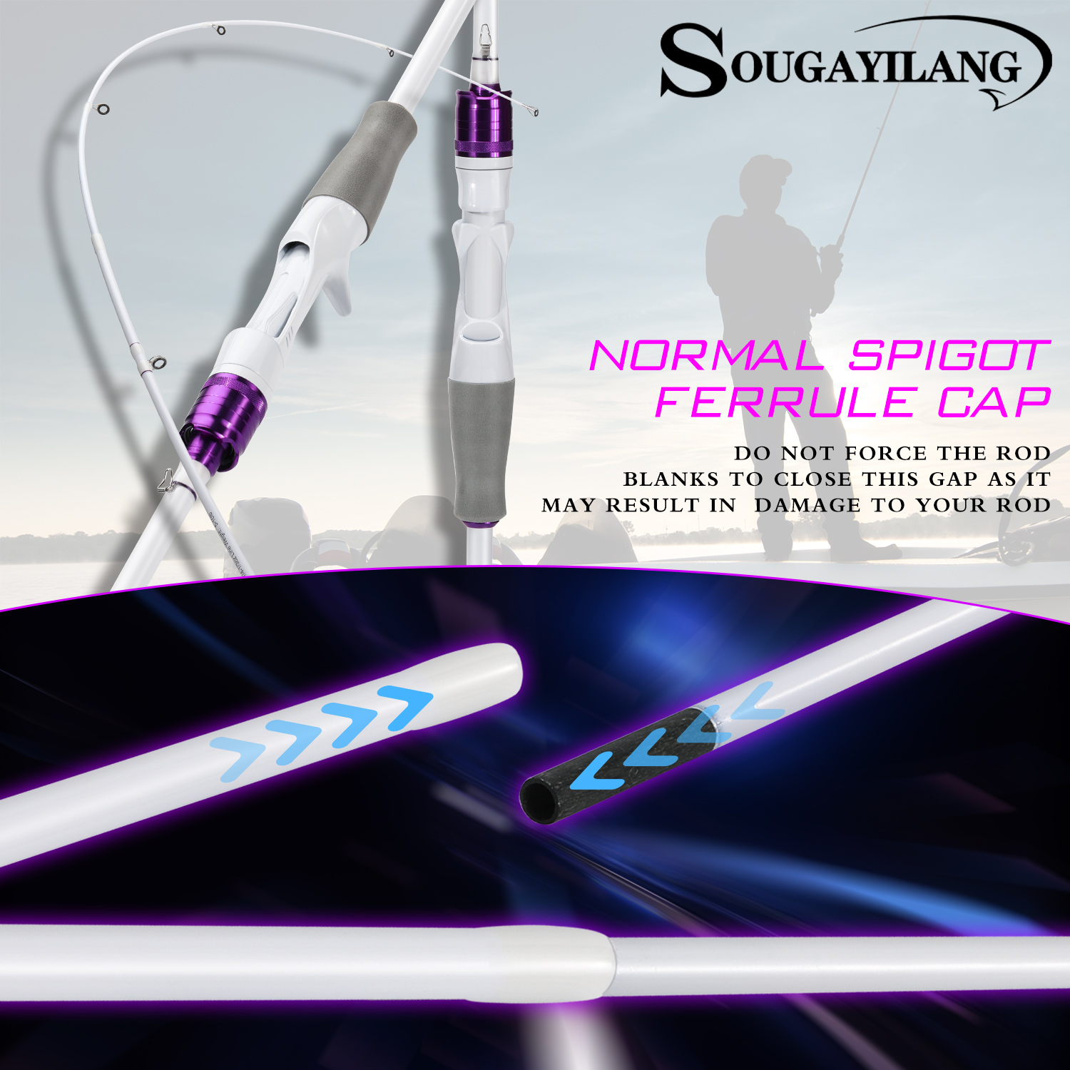 Sougayilang Fishing Rod Carbon Fiber 10LB 2 Sections Joran Pancing 1.8M Spinning/Casting Rod For ...