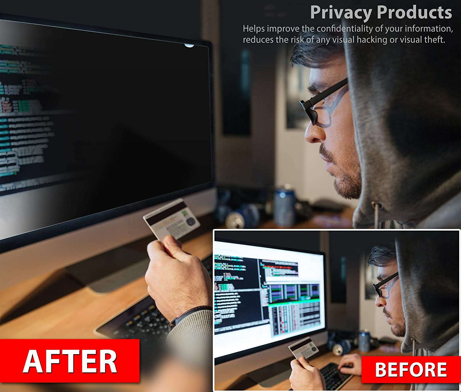 Computer Privacy Screen Filter Desk Monitor Protector,Anti-Glare Anti ...