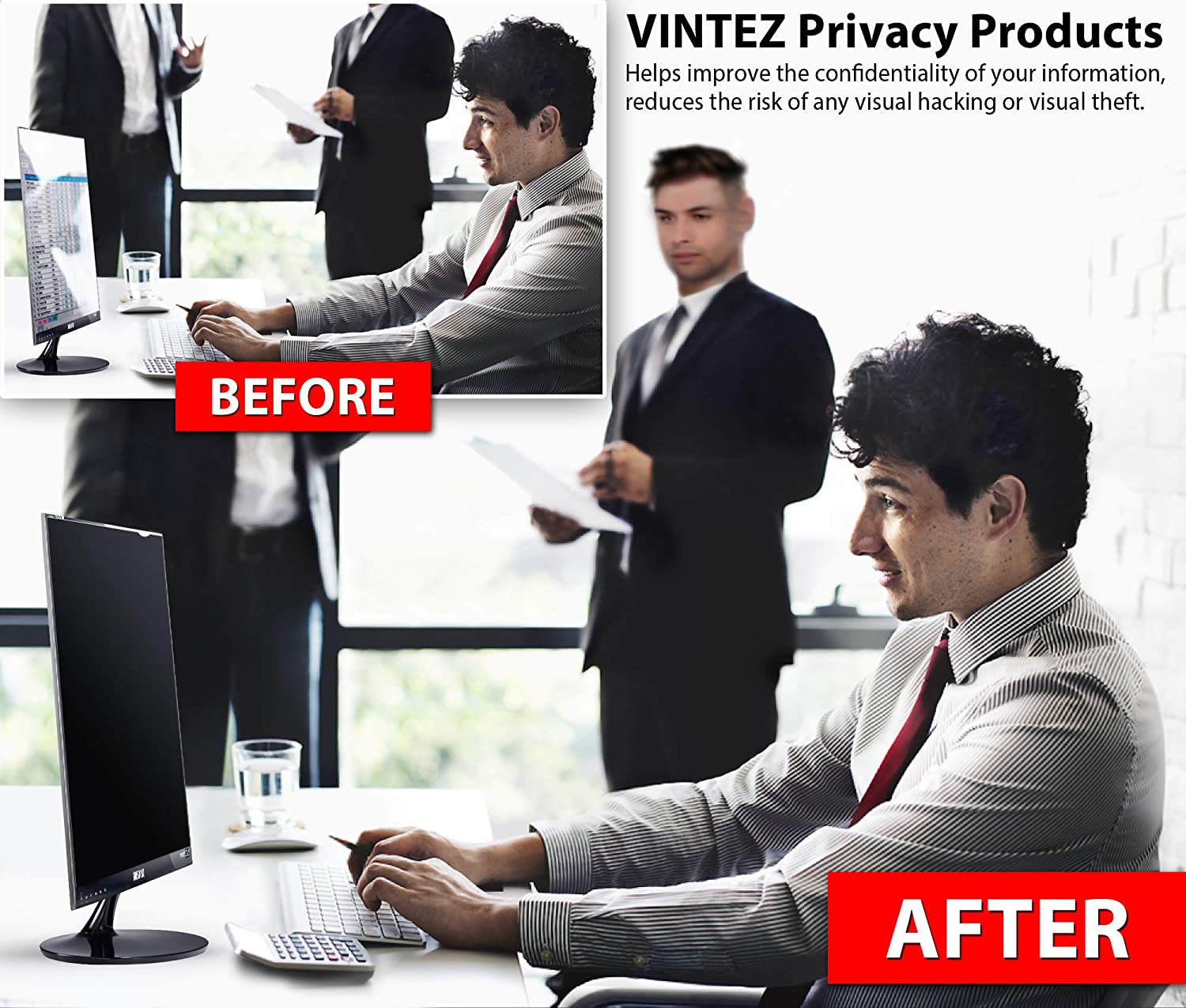 Computer Privacy Screen Filter Desk Monitor Protector,Anti-Glare Anti ...