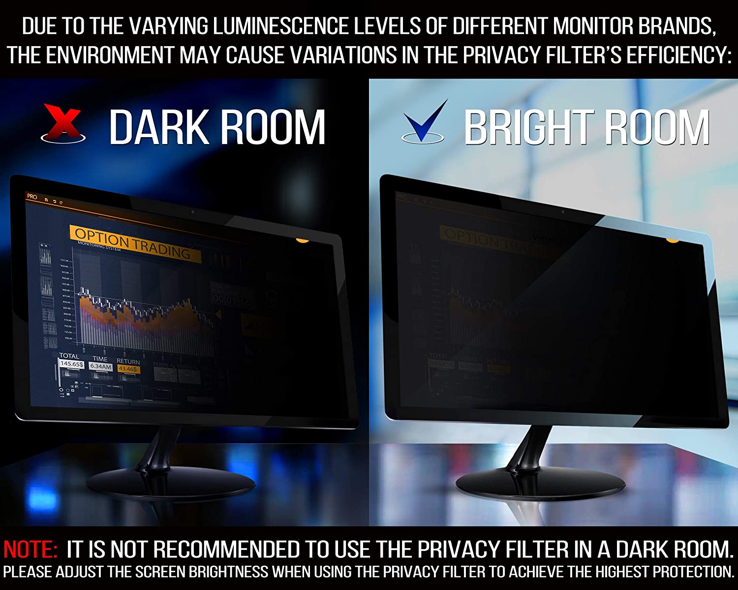 Computer Privacy Screen Filter Desk Monitor Protector,Anti-Glare Anti ...