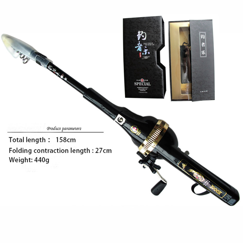 1.31M/1.58M Folding Fishing Rod and Reel With Line Fishing Set 3.6:1 ...