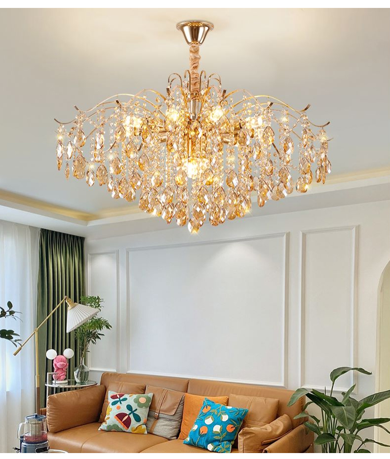 Modern Crystal Chandelier Living Room Luxury Pendant Light Bedroom Room ...