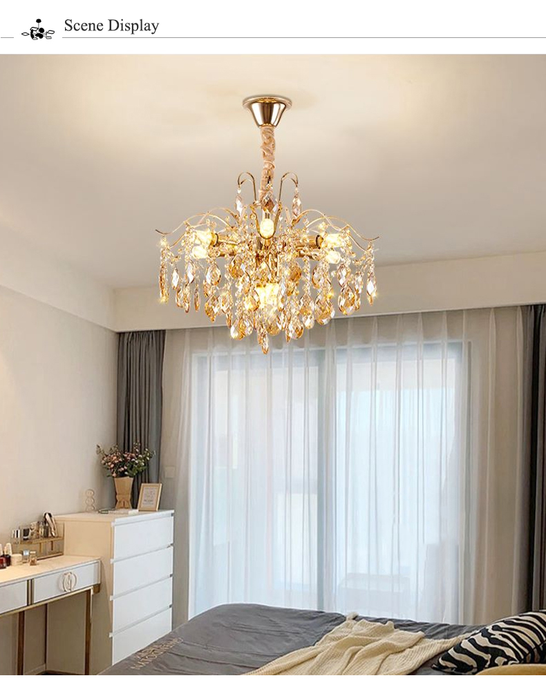 Modern Crystal Chandelier Living Room Luxury Pendant Light Bedroom Room ...