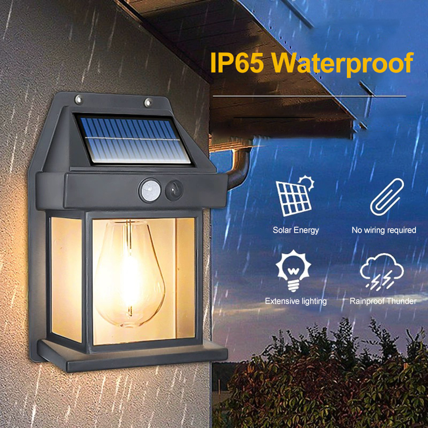 Solar wall light motion sensor tungsten light bulb suitable for outdoor ...